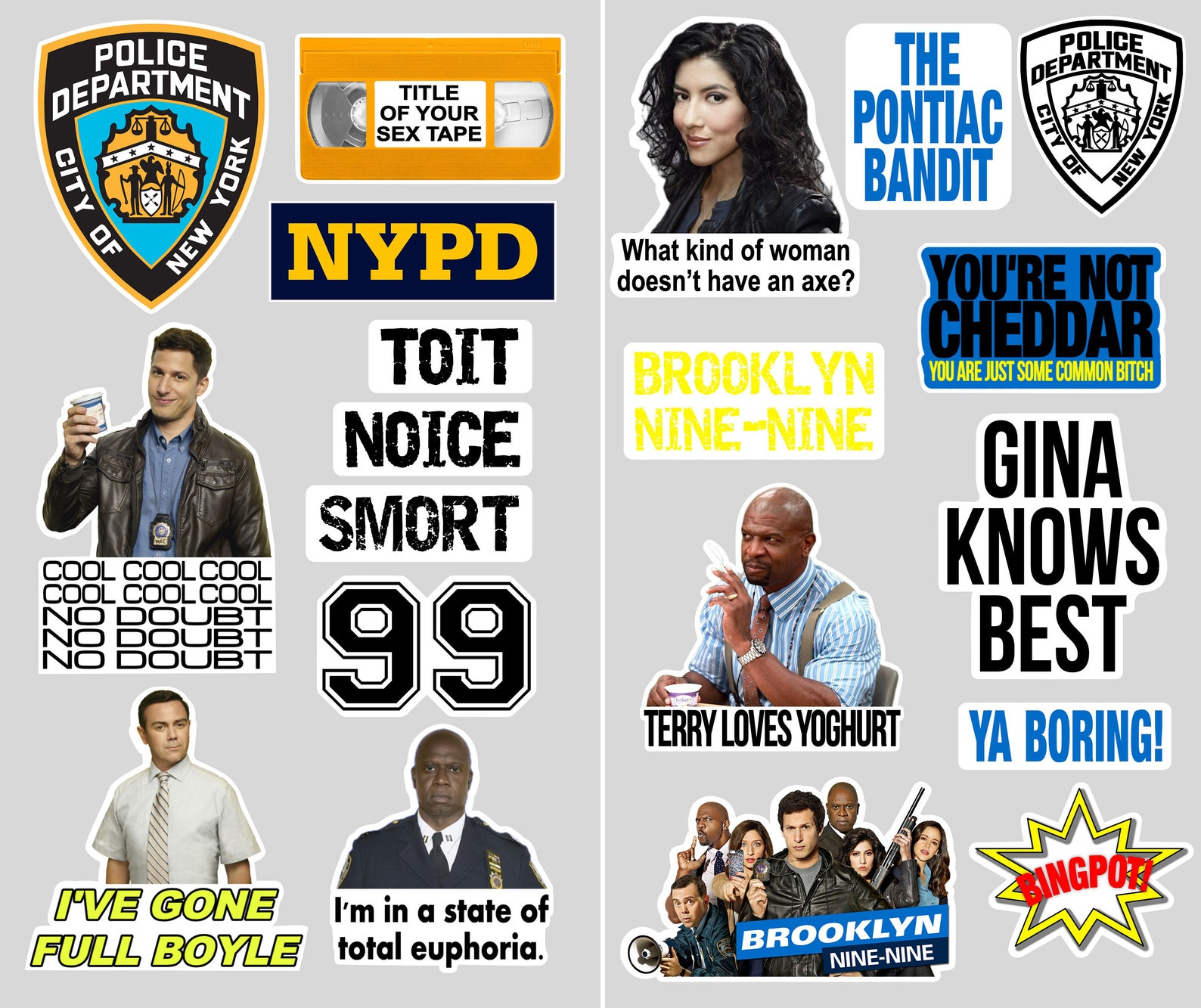 Brooklyn Nine Nine Vinyl Sticker Pack Brooklyn Gift Ideal | Etsy