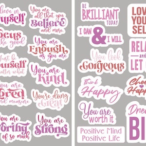 Positive Vibes Vinyl Sticker Pack, Positive Sayings Pack of 20 Stickers ...