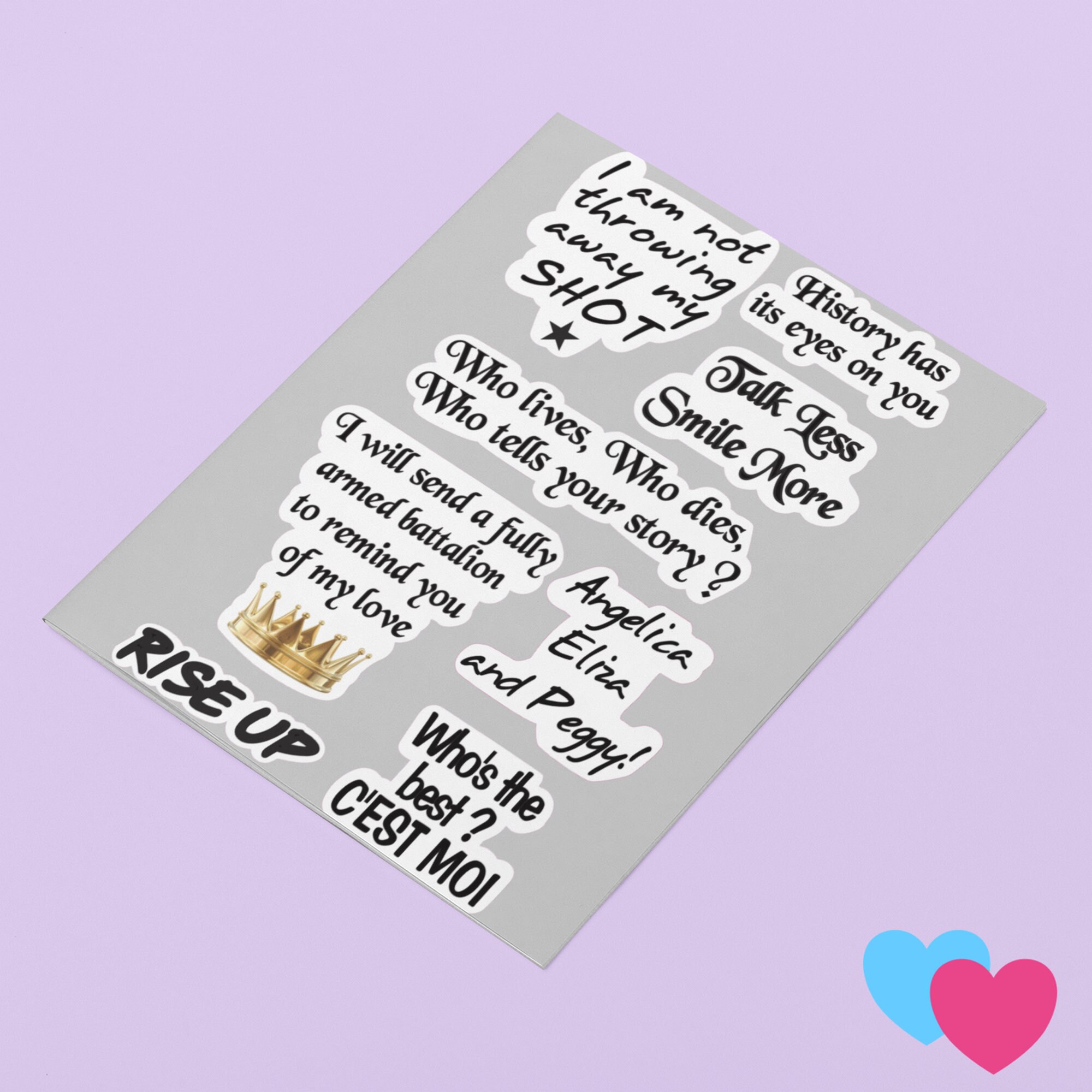 Hamilton the Musical Sticker Pack Hamilton Quotes Hamilton - Etsy UK