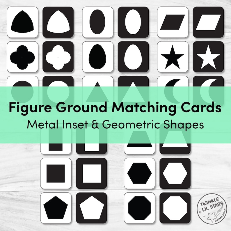 30 High Contrast Figure Ground Matching Flash Cards - Montessori Metal ...