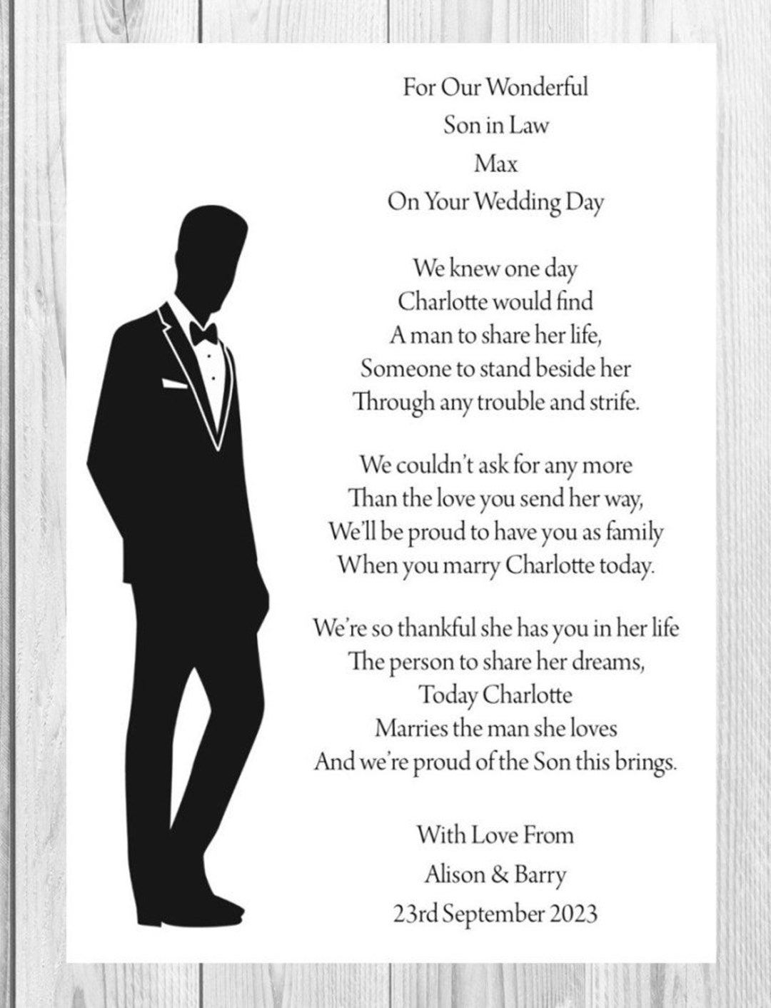 Handmade Personalised A5 To Son In Law On His Wedding Day Card Etsy handmade-personalised-a5-to-son-in-law-on-his-wedding-day-card-etsy
