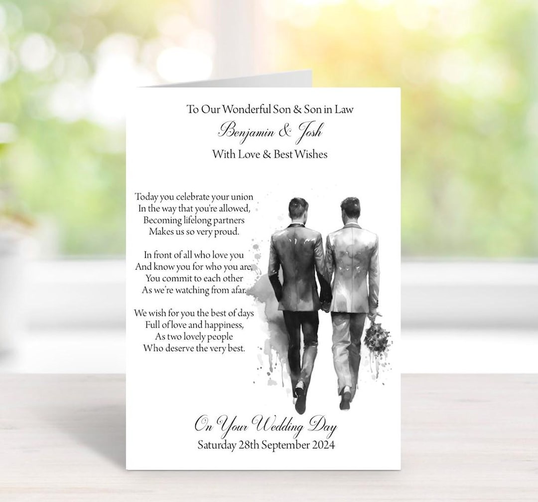 Wedding Congratulations Card Same Sex Handmade And Personalised A5 8383