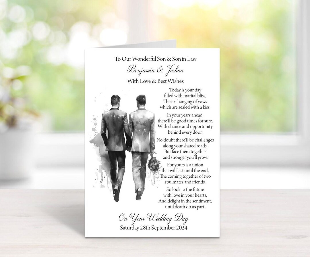 WEDDING CONGRATULATIONS CARD – Same Sex - Handmade & Personalised – A5 ...