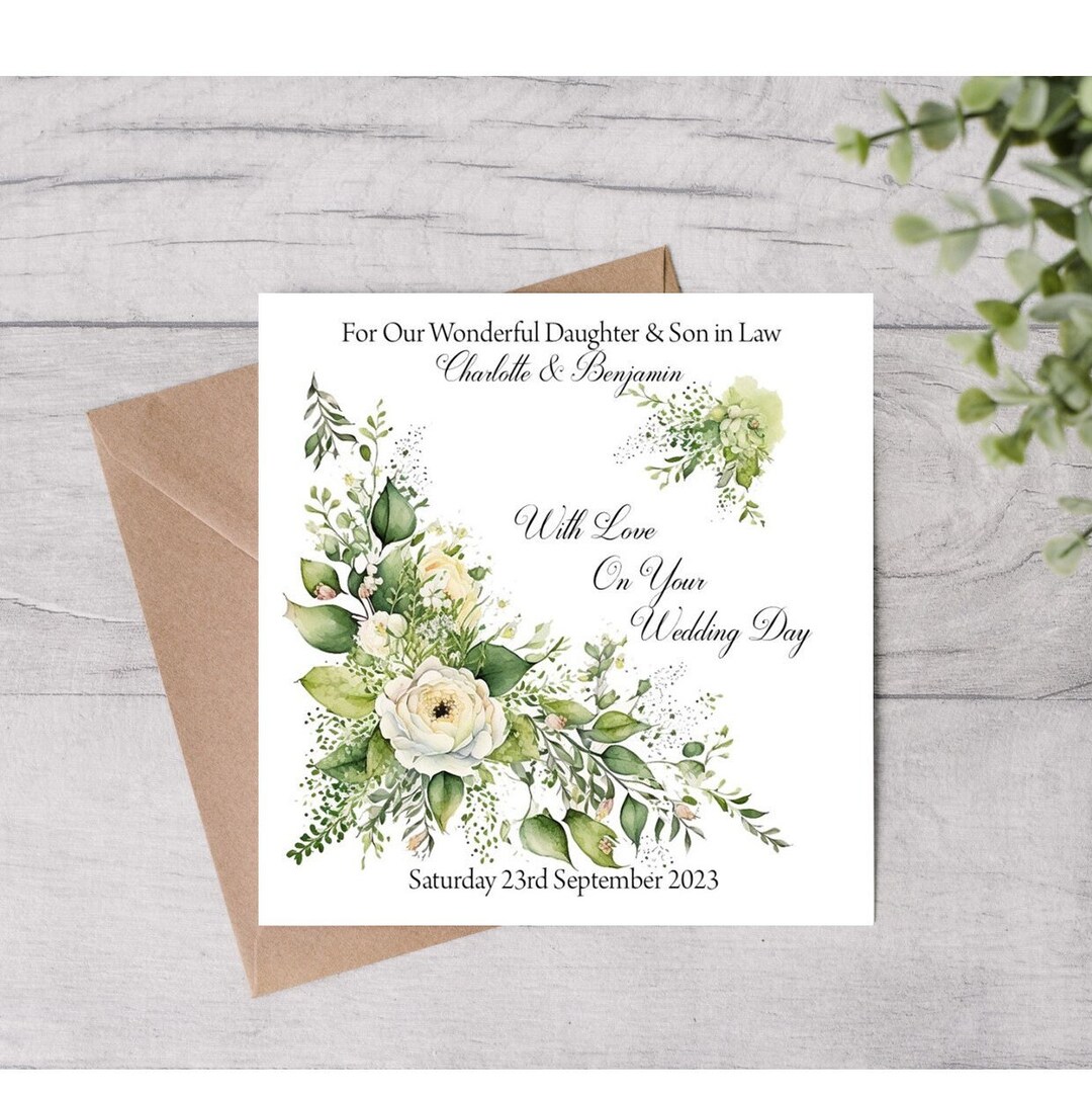 WEDDING CONGRATULATIONS CARD – Handmade & Personalised – 6” Square Size ...