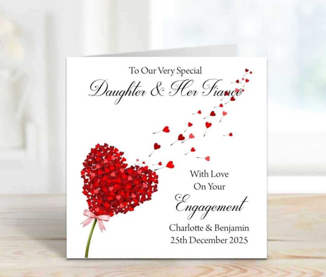 ENGAGEMENT GREETING CARD Handmade and Personalised - 6" Square (148MM X ...