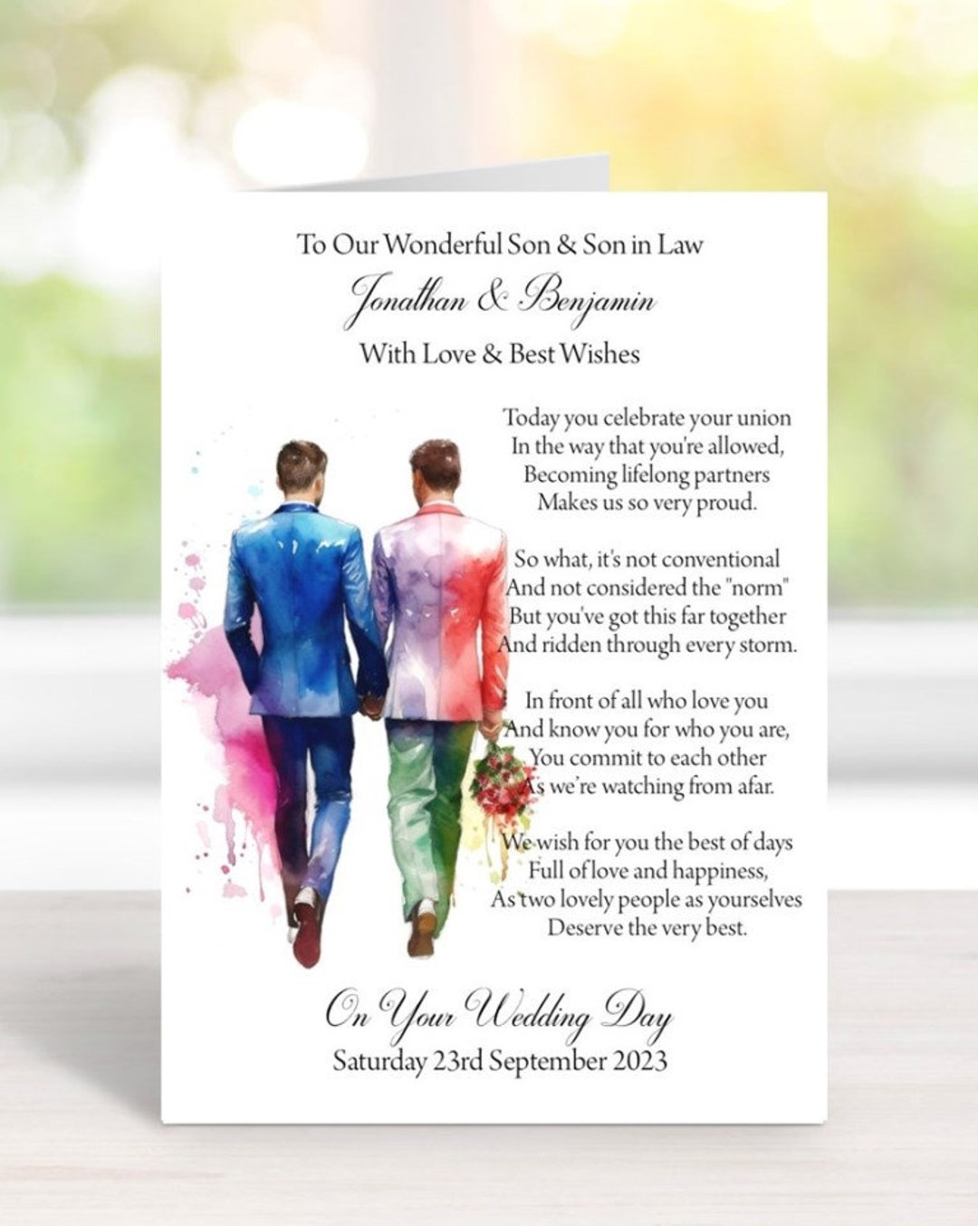 Handmade Personalised A5 Size SAME SEX GAY Wedding Congratulations Card ...