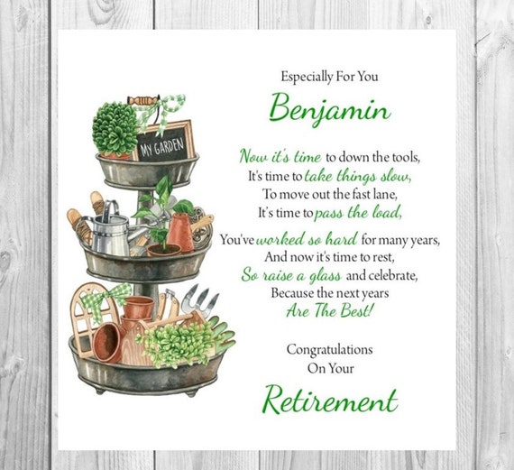 Handmade 6 Personalised RETIREMENT Card Garden Design - Etsy