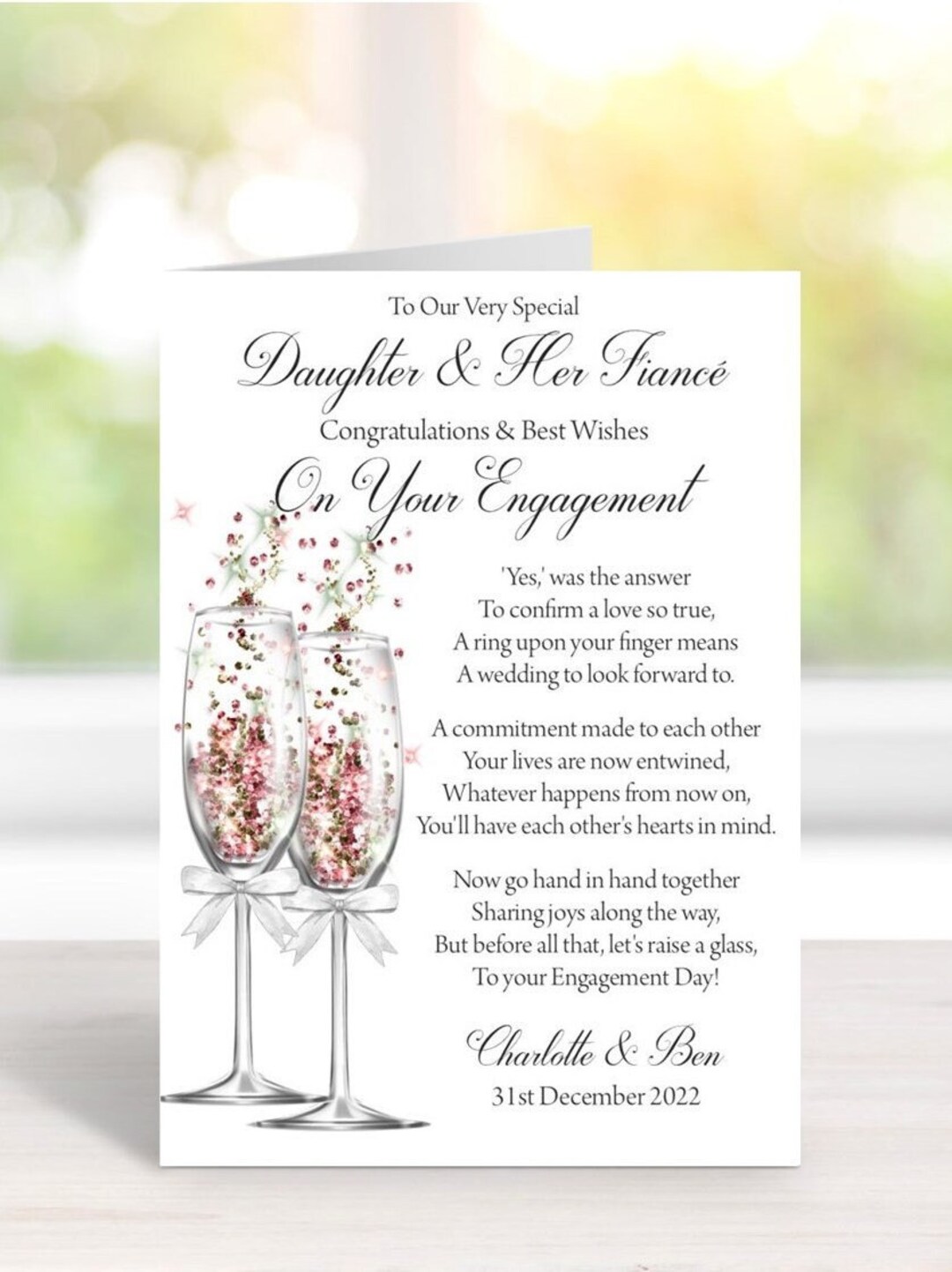 ENGAGEMENT GREETING CARD Handmade and Personalised - A5 Size (210mm X ...