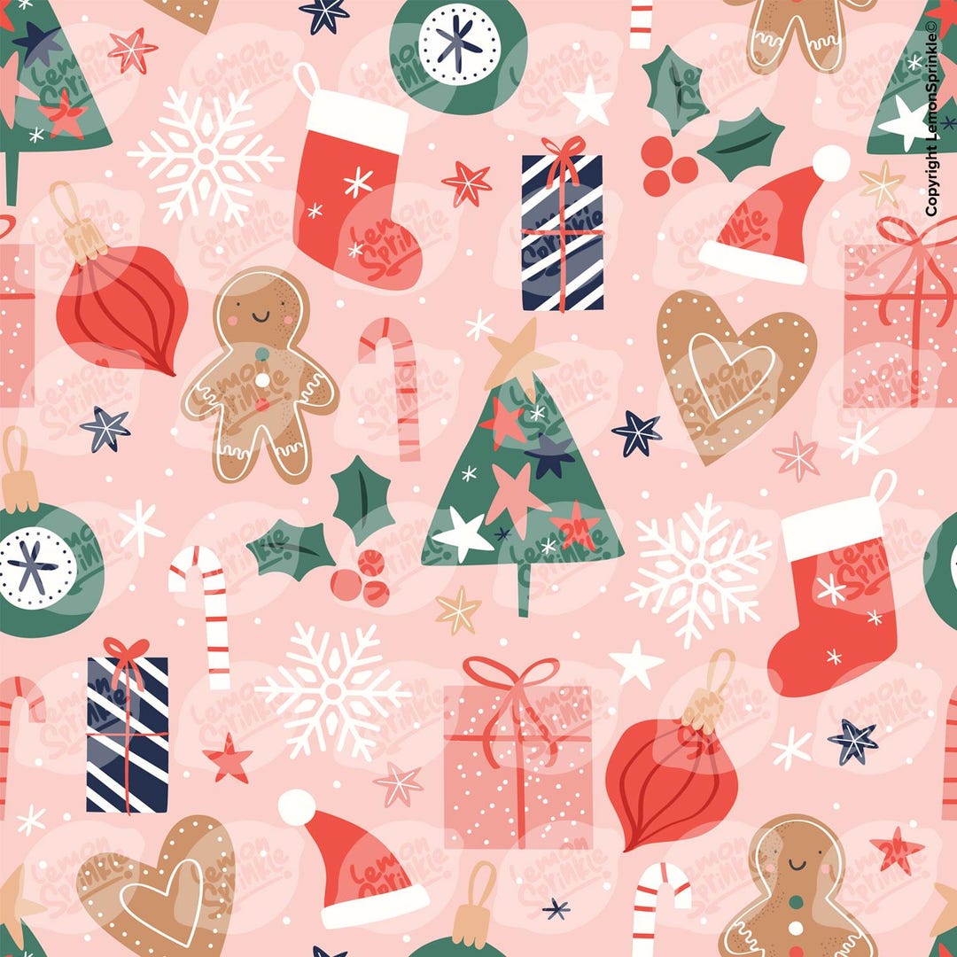 Seamless Digital Pattern File, Multi Christmas, Fun Tree Repeating ...