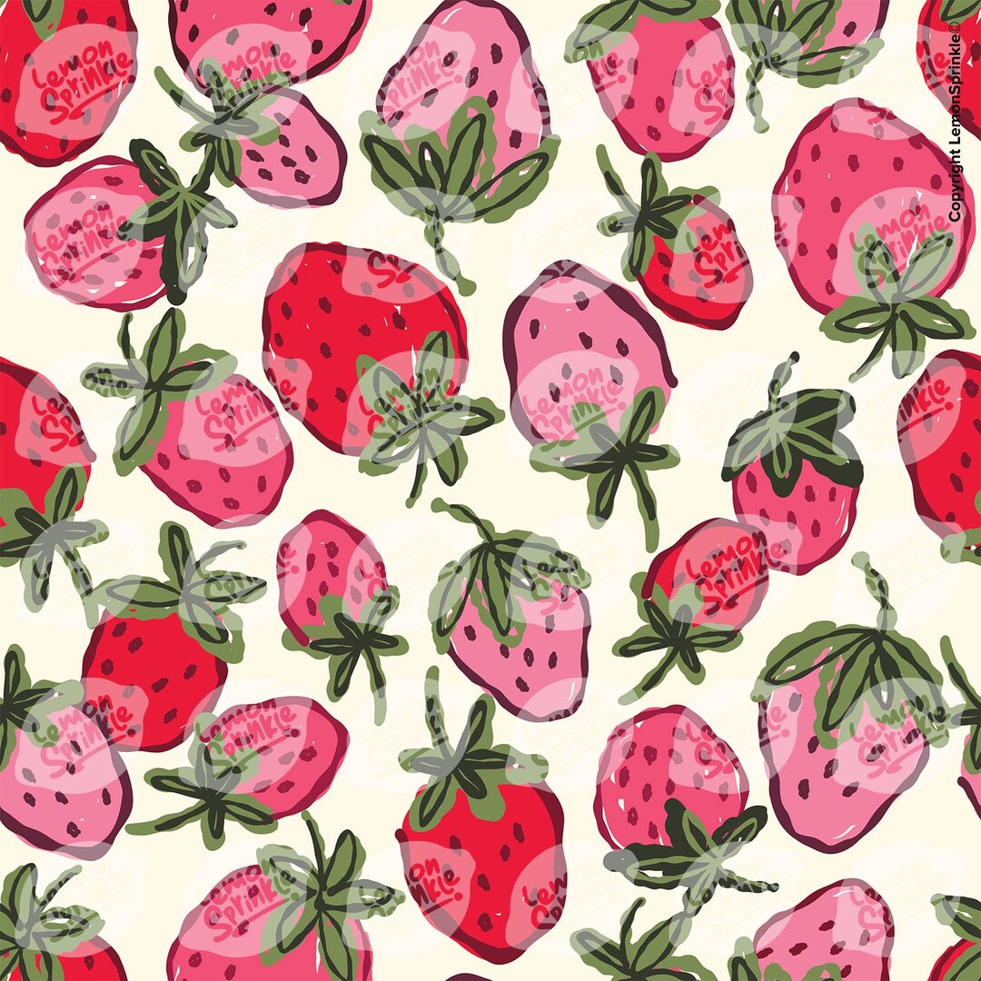 Seamless Digital Pattern File, Summer Strawberry, Repeating Pattern for ...