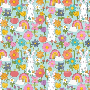 Retro Bright Fun Bunny Rabbit Seamless File, Repeating Pattern, Fabric ...