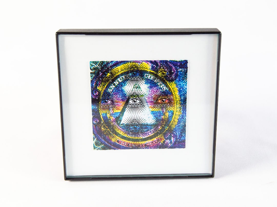 Annuit Coeptis All Seeing Eye Pyramid Framed LSD Blotter Art 4 X 4 US ...