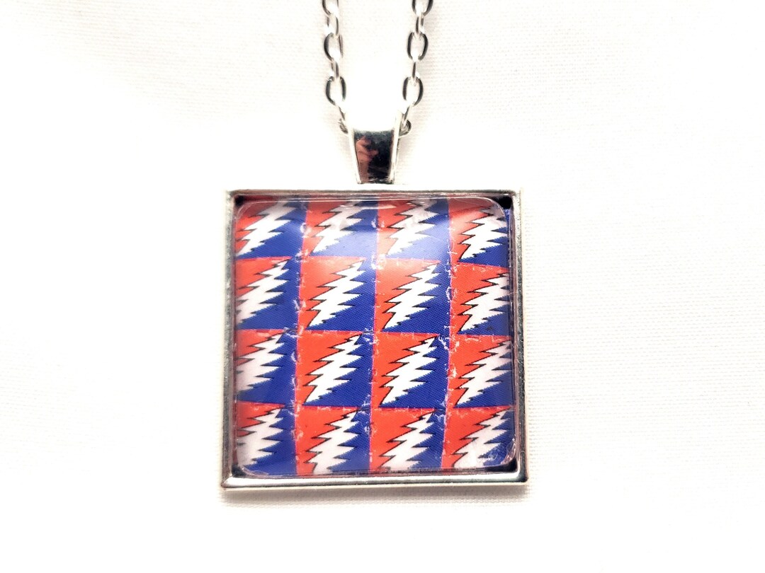 Lightning Bolt Blotter Art Necklace Psychedelic Trippy Fractal Colorful ...