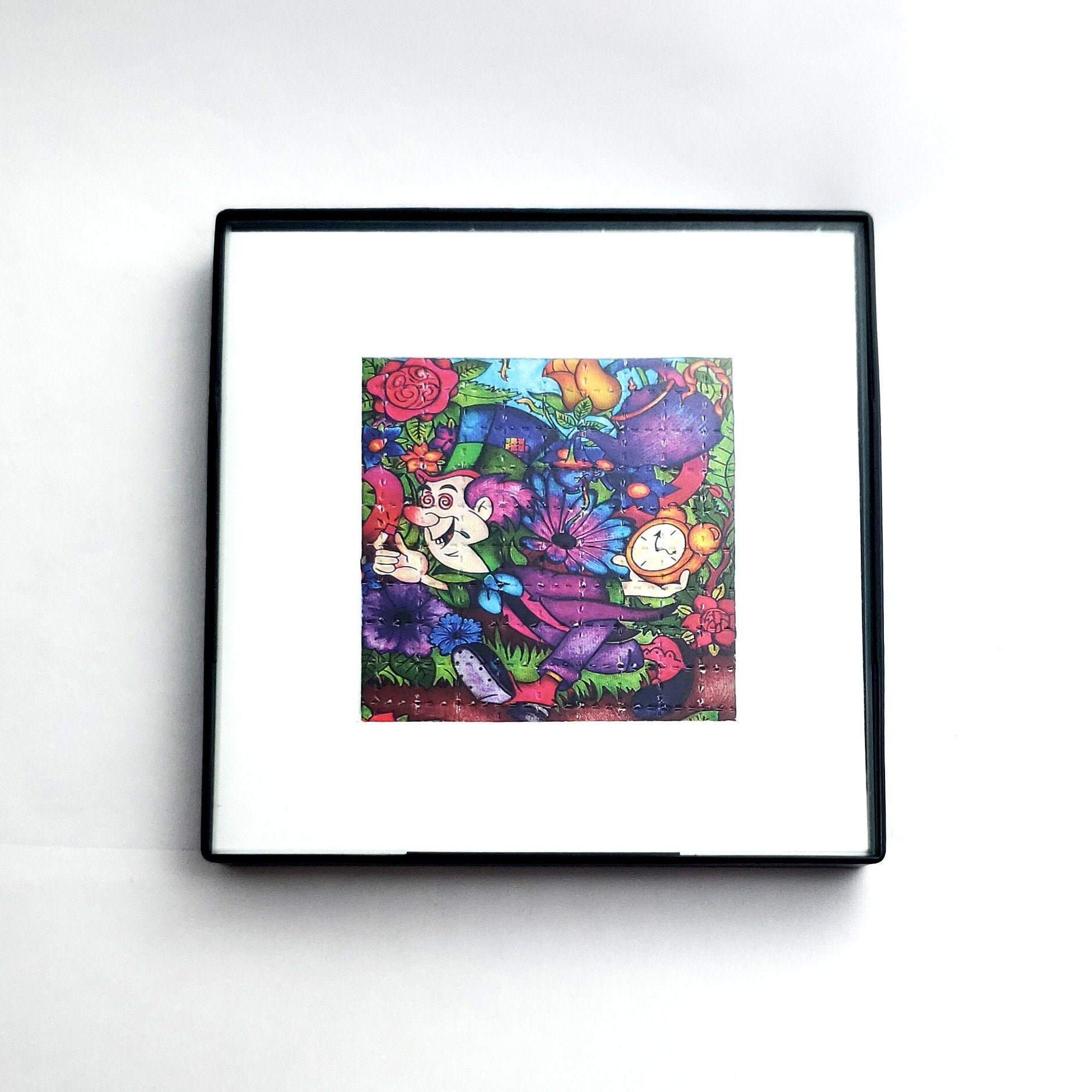 Mad Hatter Framed LSD Blotter Art 4 X 4 Alice in Wonderland Colorful ...