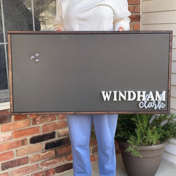 Large Modern Personalized Magnet Board Black Magnetic | Etsy