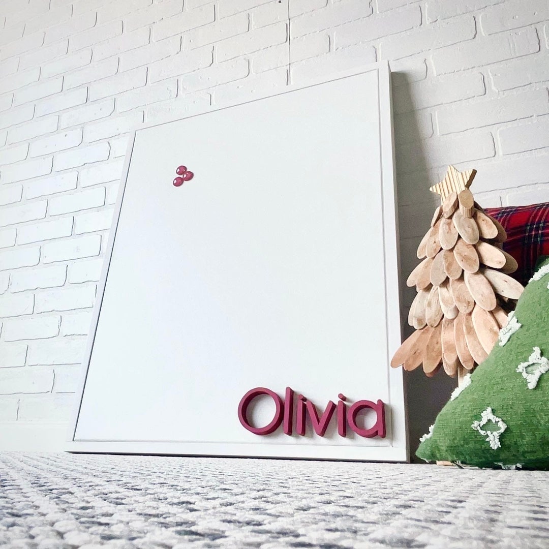 White Modern Personalized Message Board, Minimal Magnet Board, Magnetic ...