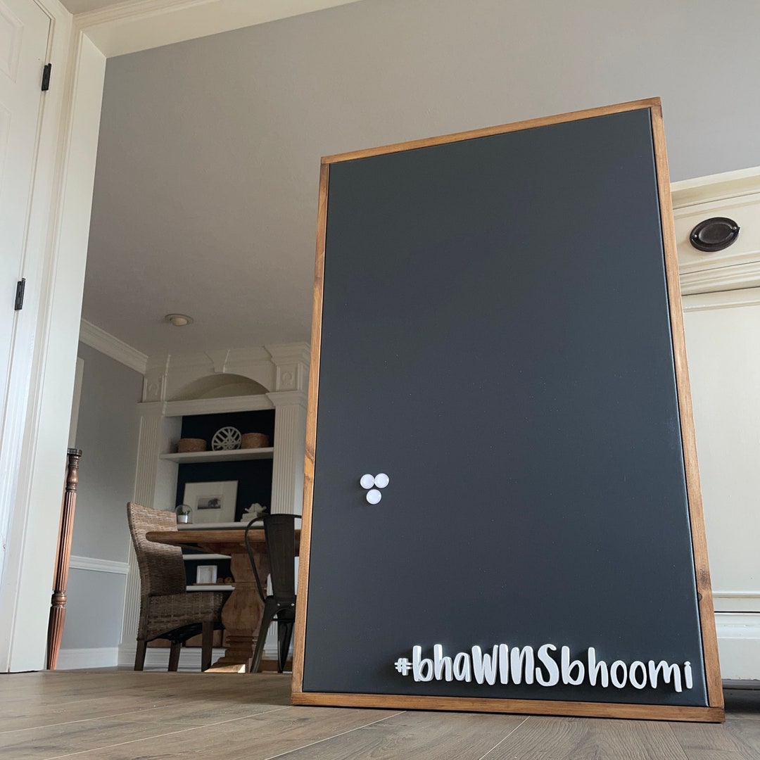 Large Modern Personalized Magnet Board, Black Magnetic Message Board ...