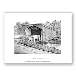 Roseman Covered Bridge - Matted Limited Edition Print - Etsy