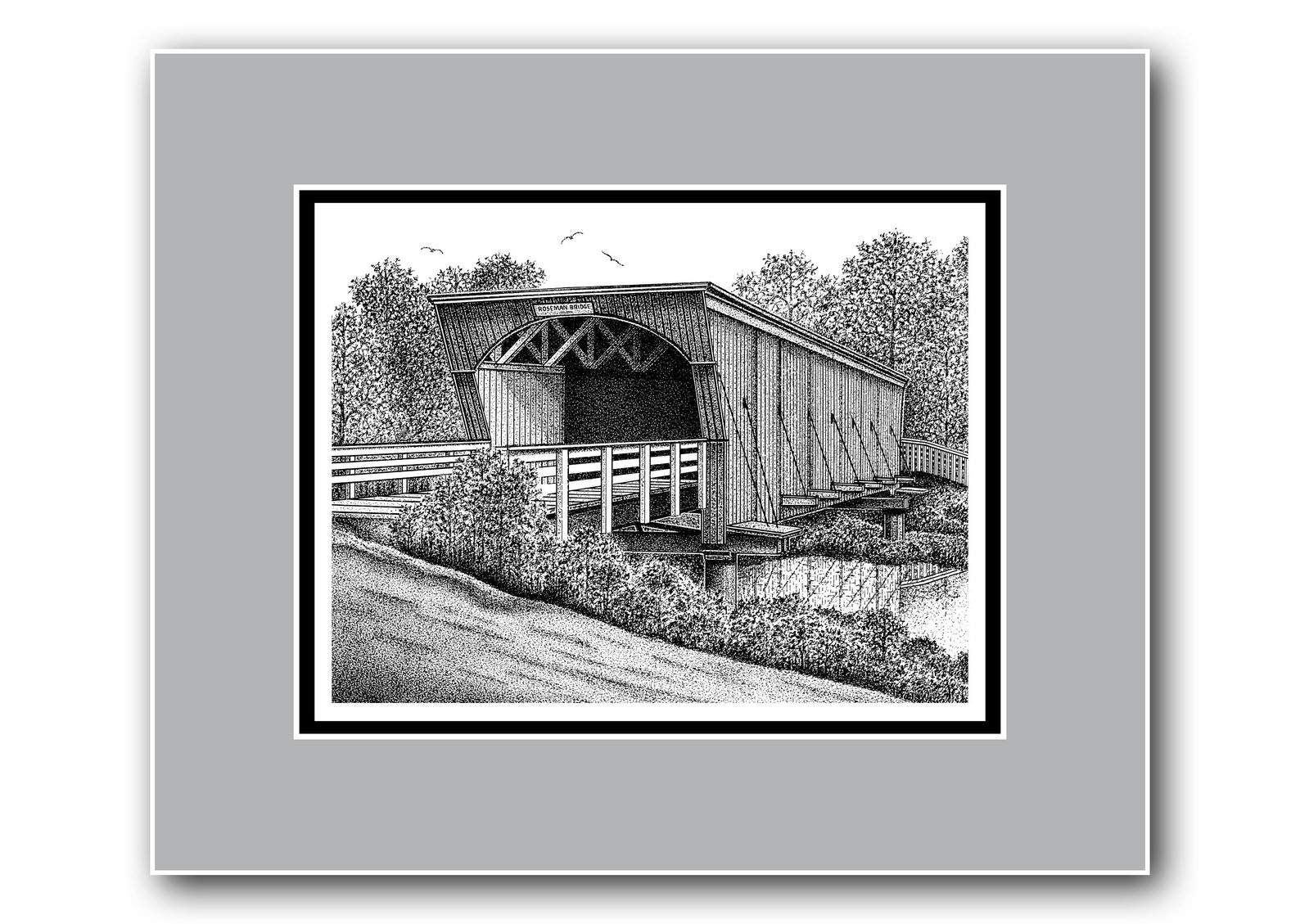 Roseman Covered Bridge - Matted Limited Edition Print - Etsy