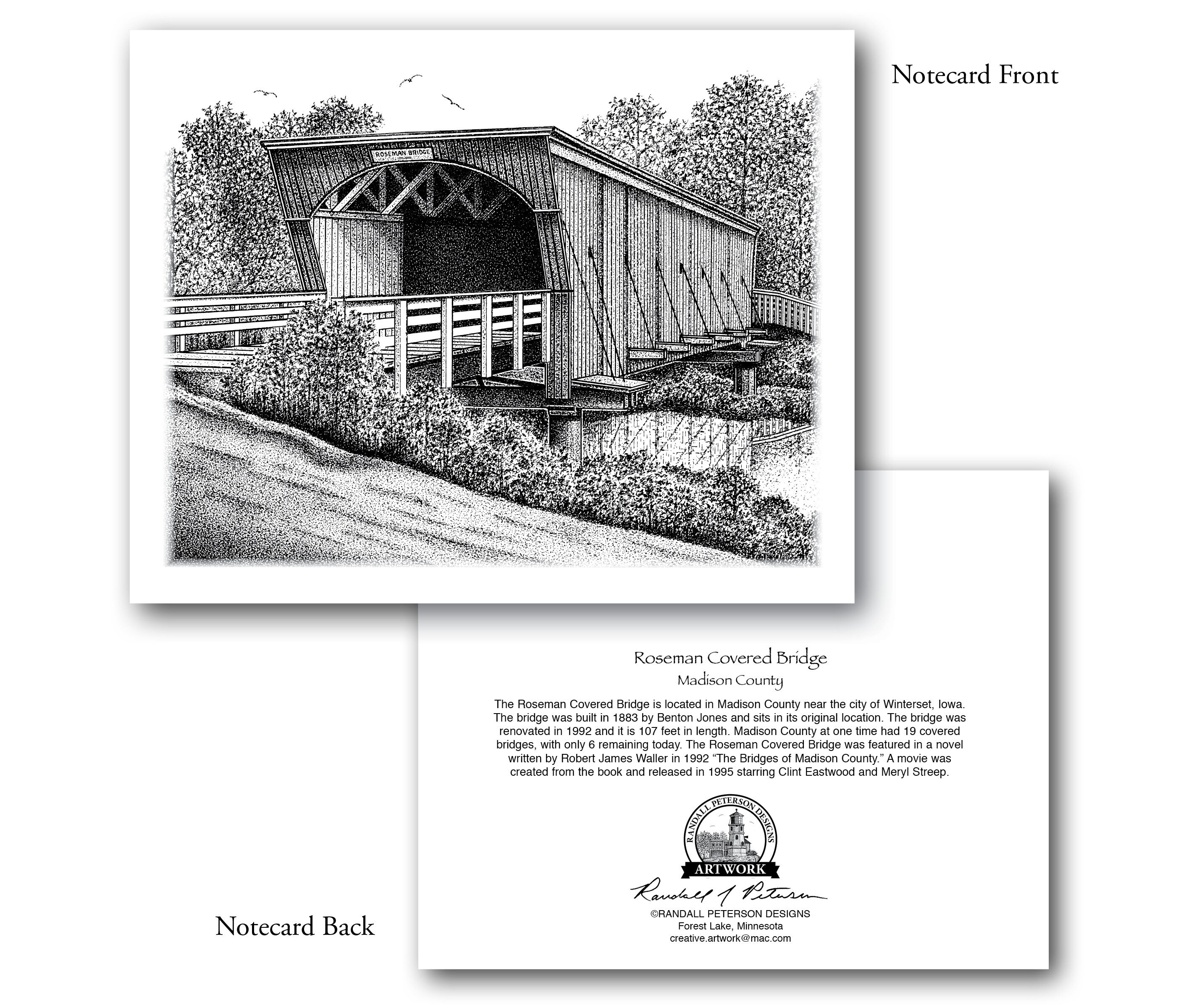 Roseman Covered Bridge Notecards package of 8 - Etsy