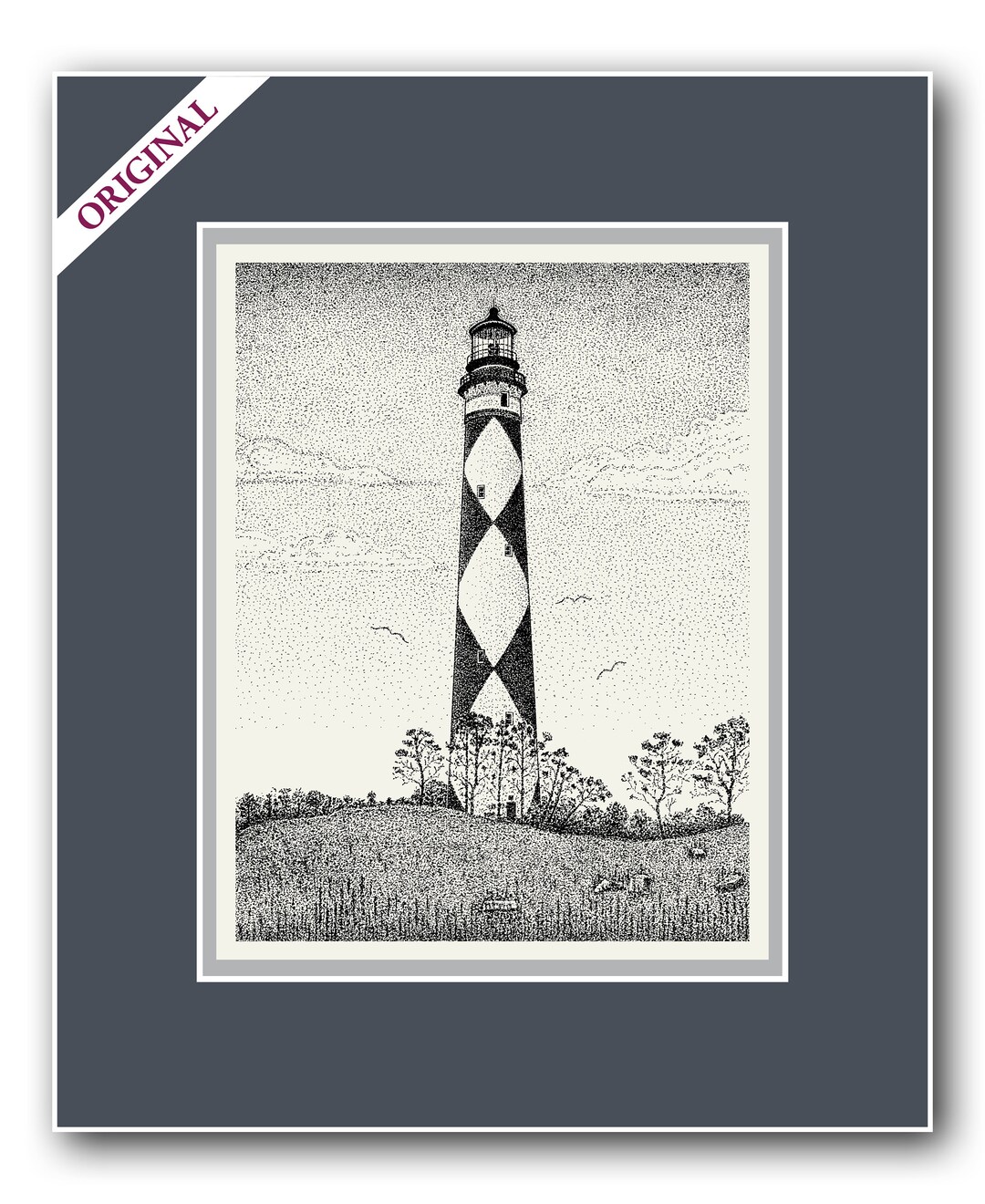Cape Lookout Lighthouse Original Artwork - Etsy