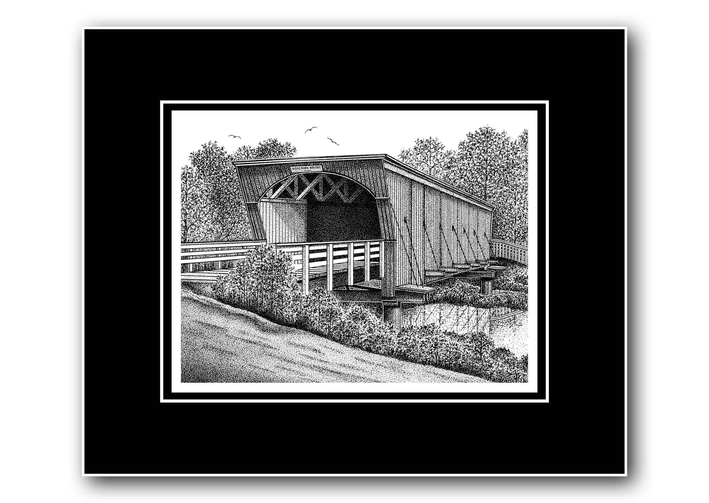 Roseman Covered Bridge - Matted Limited Edition Print - Etsy