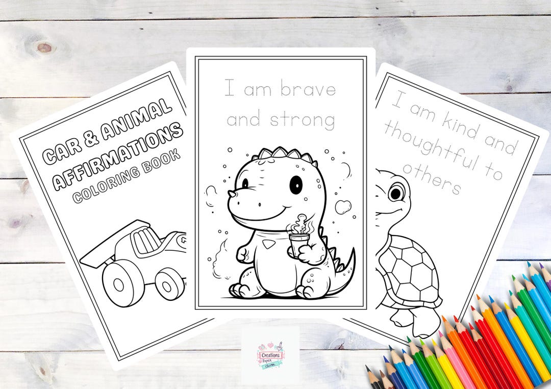 Cars and Animals Affirmation Coloring Book for Kids Fun and Positive ...
