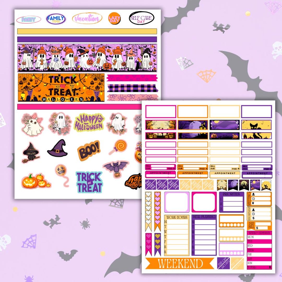 Halloween Planner Sticker Pack | PNG, JPG & PDF Formats - Etsy