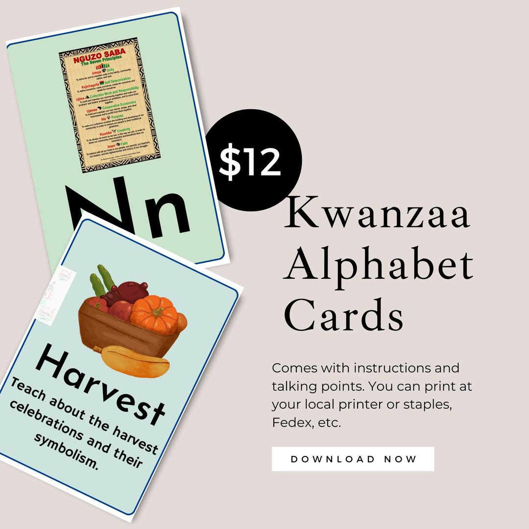 Colorful Kwanzaa Flash Card Set Printable Alphabet Flash Cards for ...
