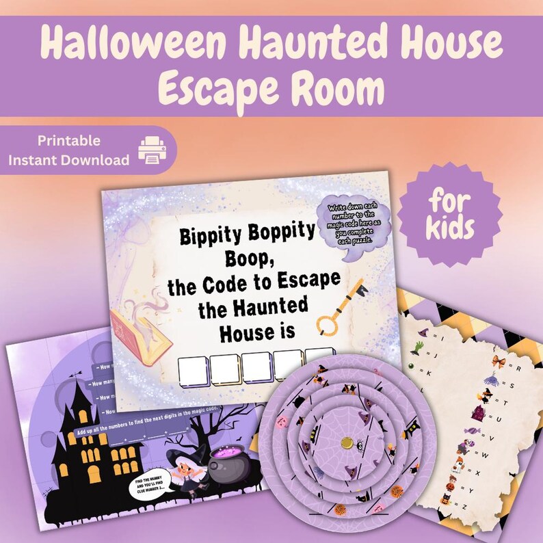 Haunted House Escape Room Kit Printable DIY Escape Game for Halloween ...