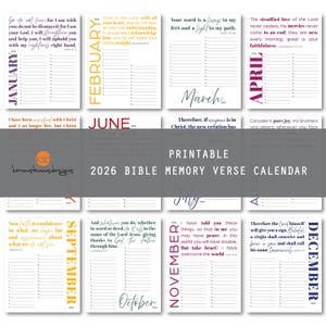 2026 Bible Verse Memory Calendar | 8.5x11 Digital Download | Scripture ...