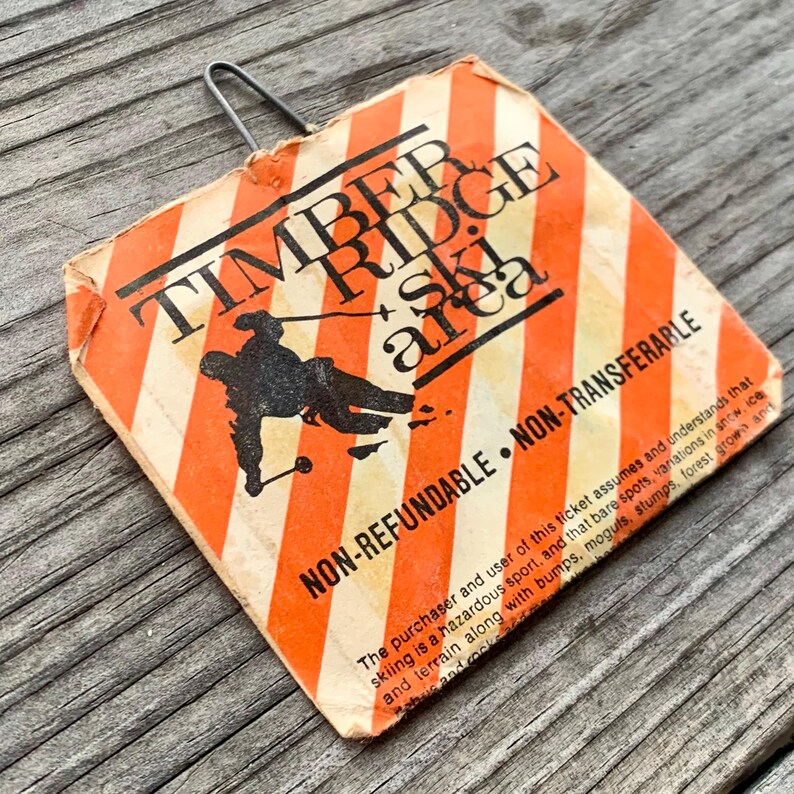 1970's TIMBER RIDGE Vintage Ski Lift Ticket Kalamazoo Michigan Skiing ...