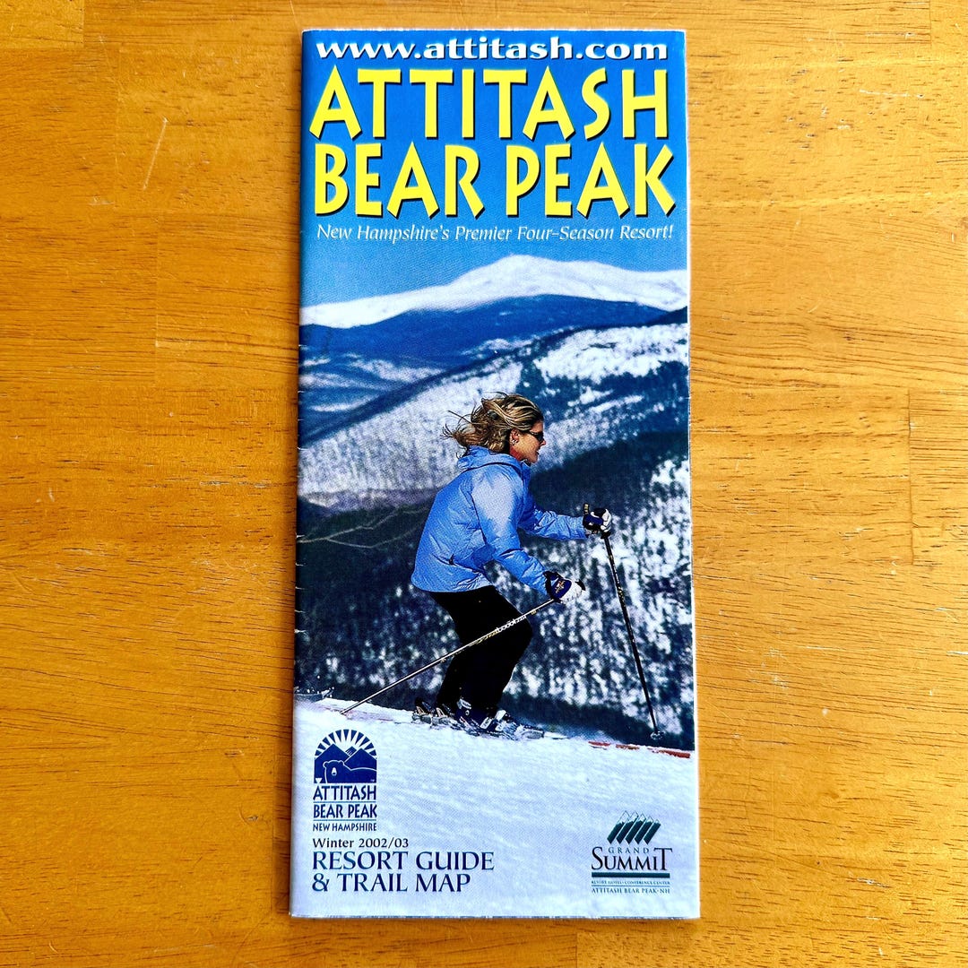2002-2003 ATTITASH BEAR PEAK Resort Brochure, Ski Trail Map, New ...