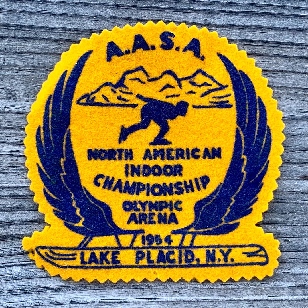 1954 LAKE PLACID Vintage Felt Patch Ice Skating Championships Olympic ...