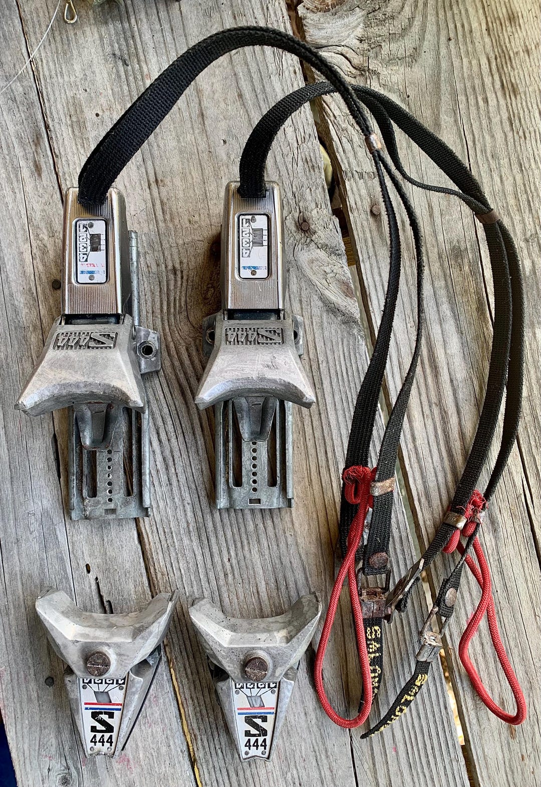 1970's SALOMON 444 Ski Bindings W/leashes Vintage Skis Antique Binding ...