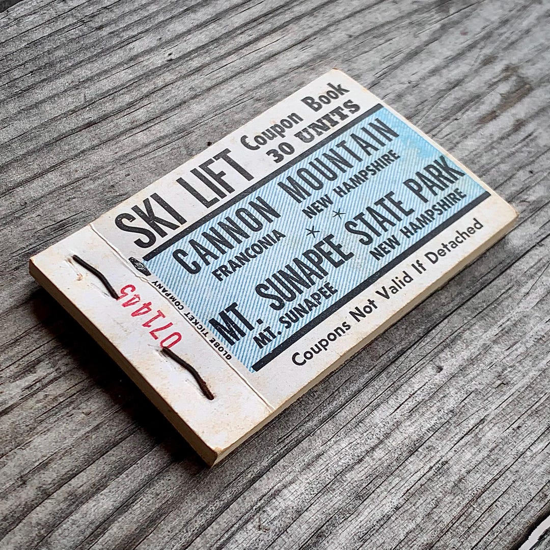 1960's CANNON Mountain / SUNAPEE Vintage Ski Lift Ticket Coupon Book NH Travel - Etsy