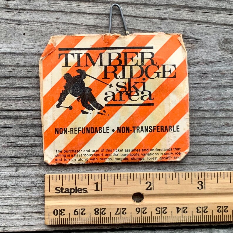 1970's TIMBER RIDGE Vintage Ski Lift Ticket Kalamazoo Michigan Skiing ...