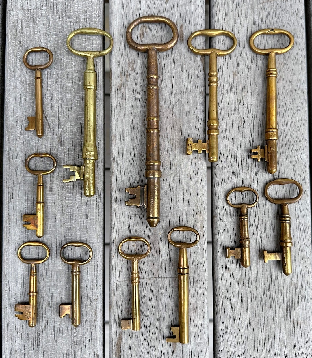Lot of 12 Antique English Brass Skeleton Keys 6 to 2-3/8 C. 1860 - Etsy