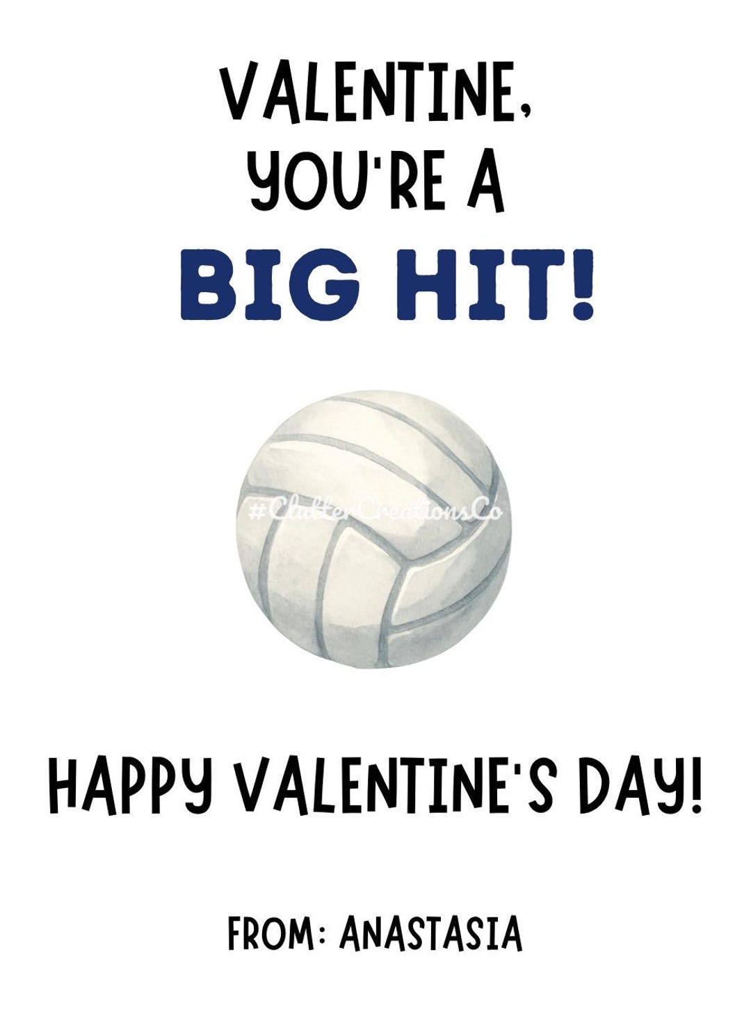 Volleyball Valentine/volleyball Class Valentine/volleyball/class ...