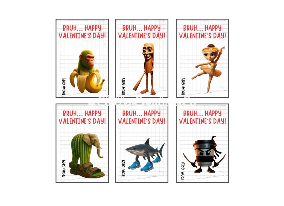 Italian Brain Rot Valentines/italian Brain Rot/sigma Valentines/kids ...
