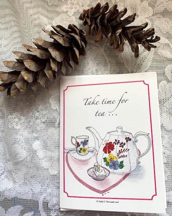 Tea Time Blank Note Card Teapot Blank Cards 5 Cards per - Etsy