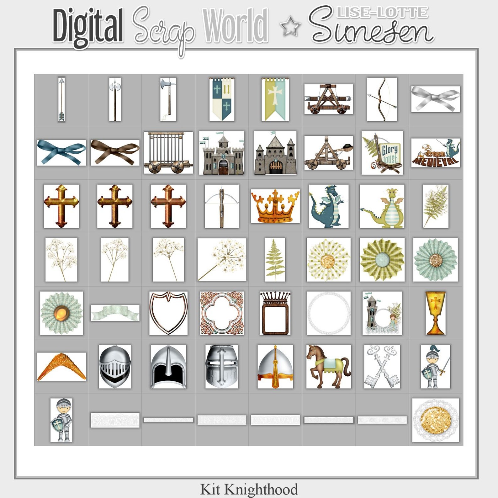 Digital Scrapbook Kit Chivalry Pattern Paper Medieval Knight - Etsy