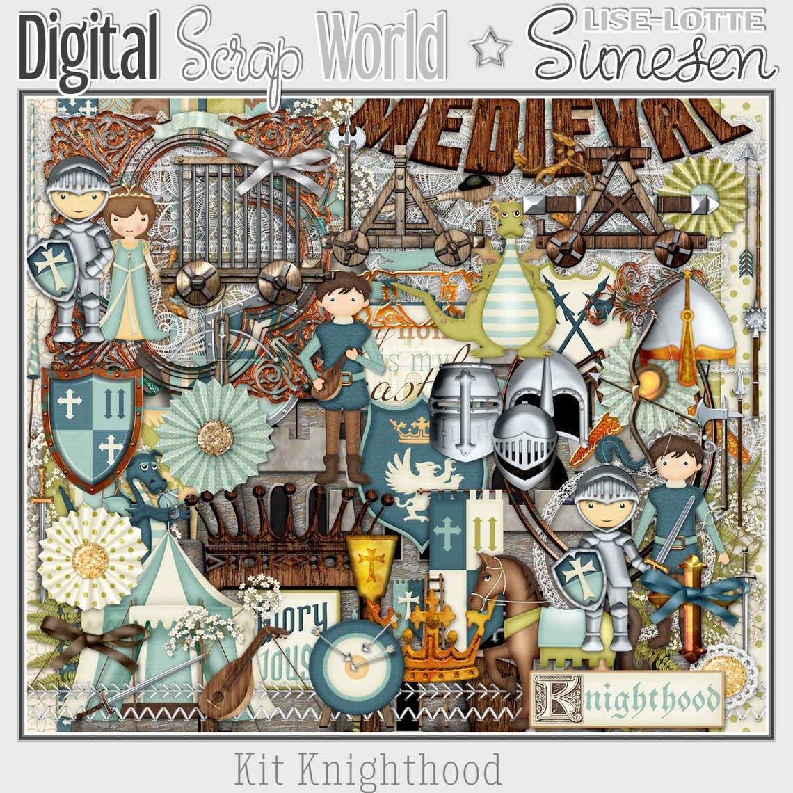 Digital Scrapbook Kit Chivalry Pattern Paper Medieval Knight | Etsy