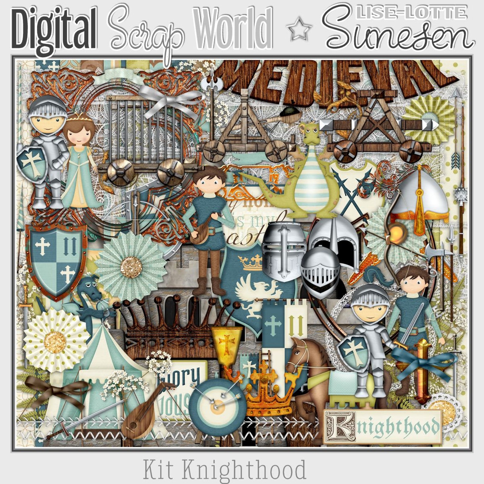 Digital Scrapbook Kit Chivalry Pattern Paper Medieval Knight - Etsy