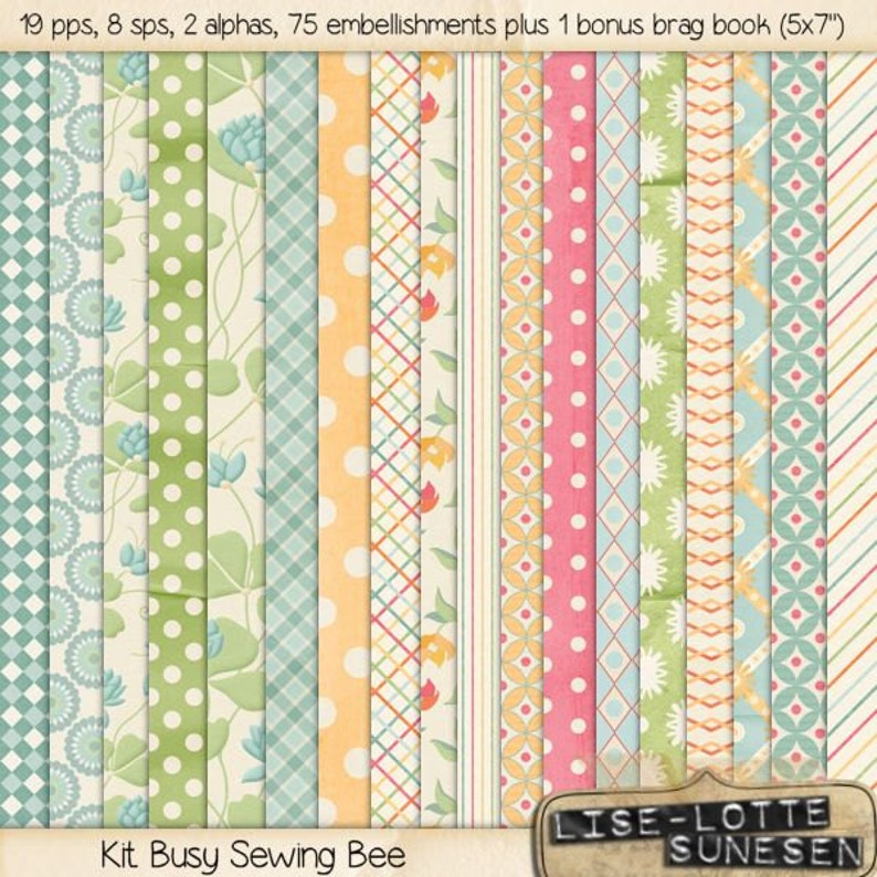 Digital Scrapbook Kit Sewing Pattern Paper Sew Scrapbook | Etsy