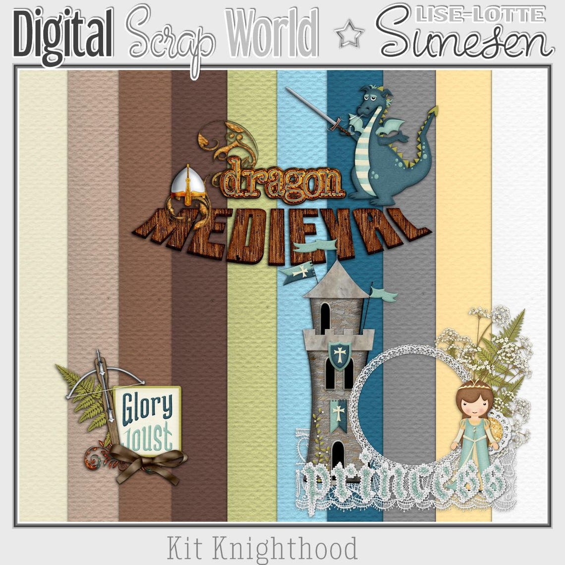 Digital Scrapbook Kit Chivalry Pattern Paper Medieval Knight | Etsy