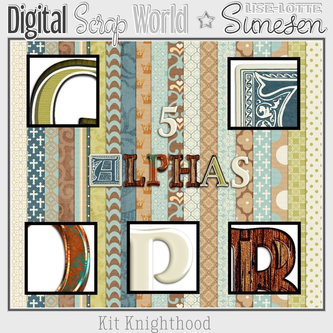 Digital Scrapbook Kit Chivalry Pattern Paper Medieval Knight | Etsy