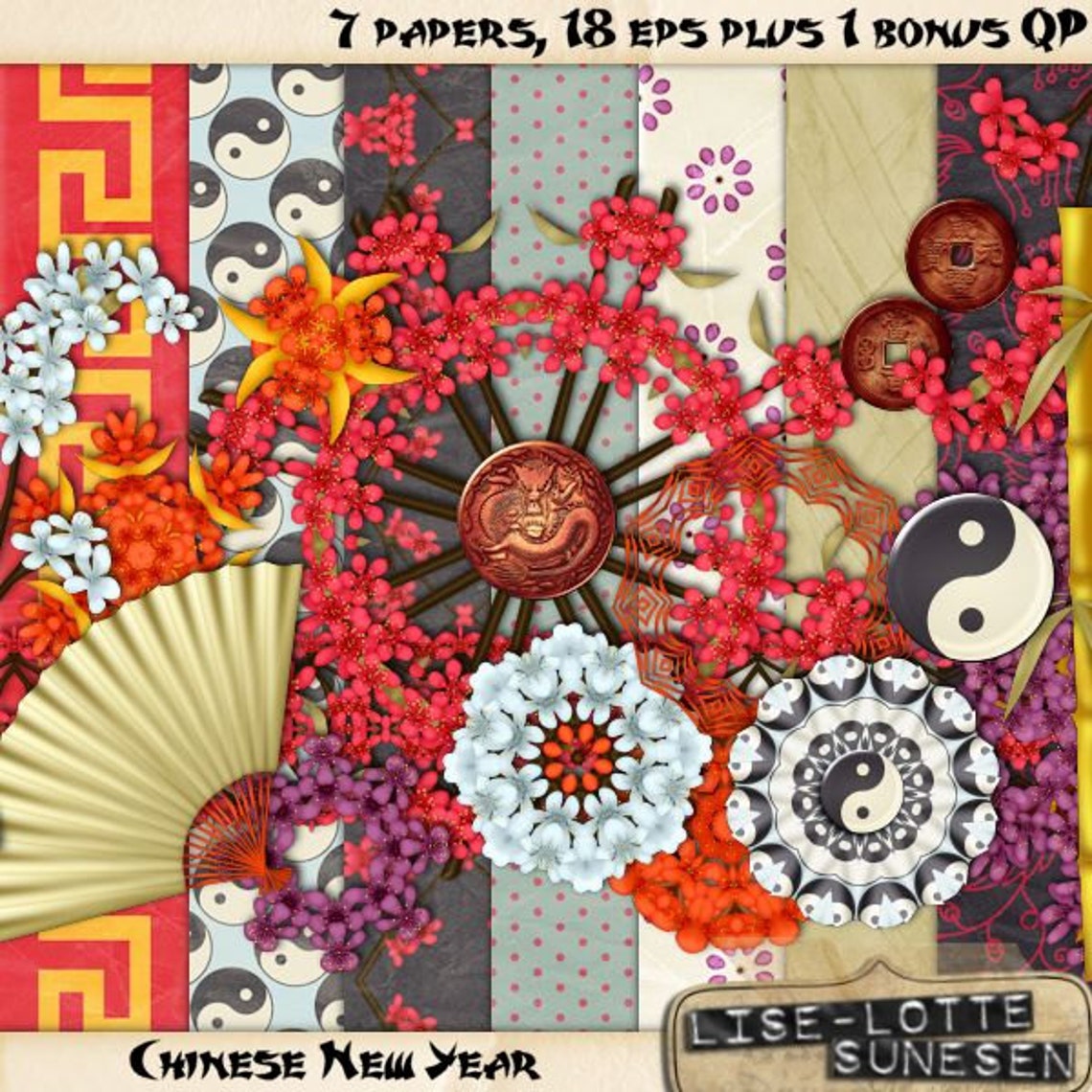 CHINESE NEW YEAR A Digital Mini Scrapbooking Kit Instant | Etsy