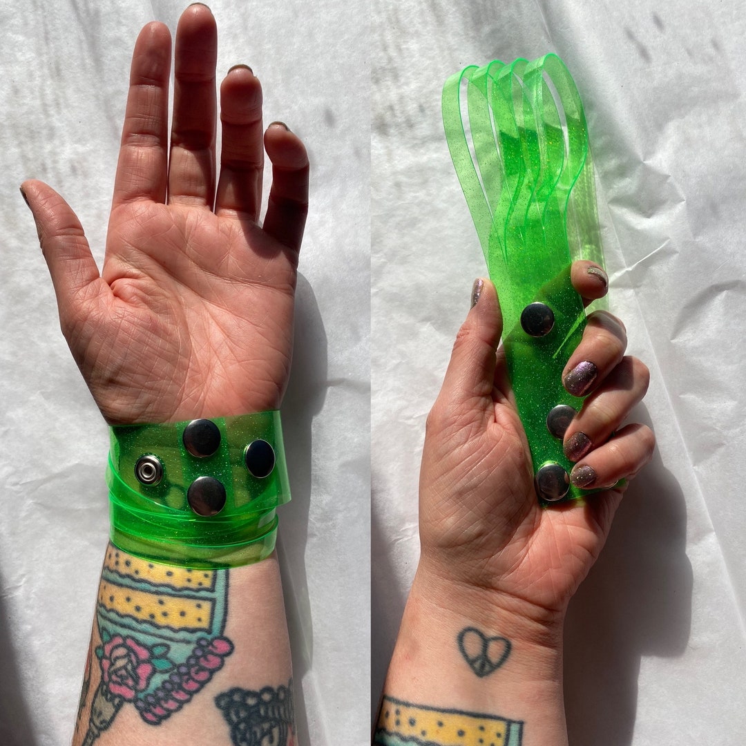 Neon Green Vinyl Glitter Flogger Bracelet - Etsy