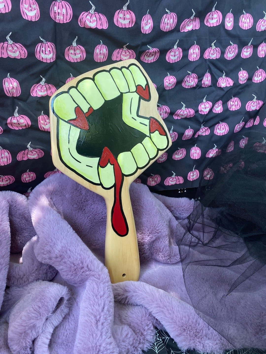Glow in the Dark Vampire Teeth Paddle *BDSM* and Free Ghost Gift Till ...